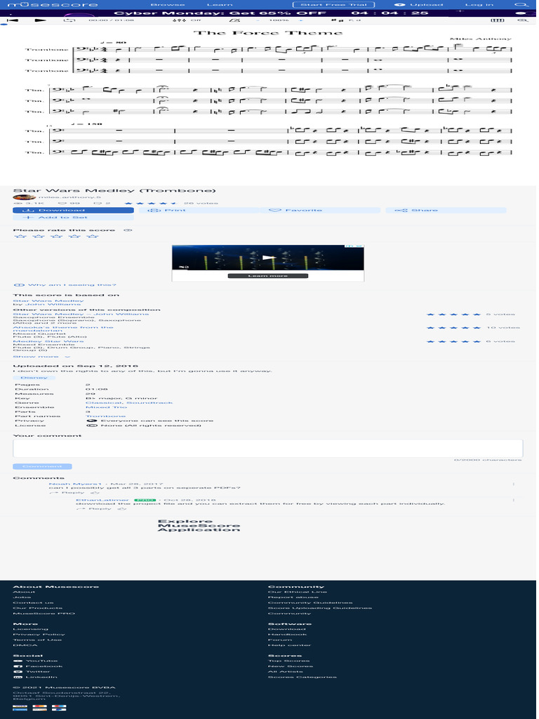 Star Wars Medley (Trombone) Sheet Music For Tromb | PDF