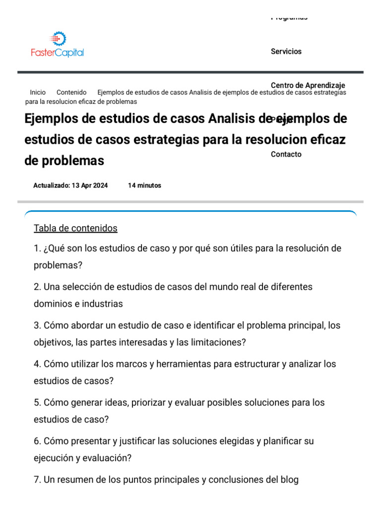 Ejemplos de estudios de casos Analisis de ejemplos de estudios d | PDF | Caso de estudio ...