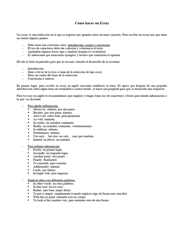 Cómo Hacer Un Essay | PDF