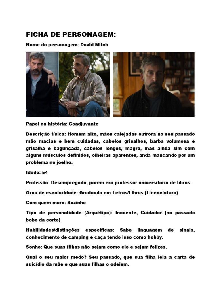 Ficha David | Download grátis PDF | Família | Suicídio