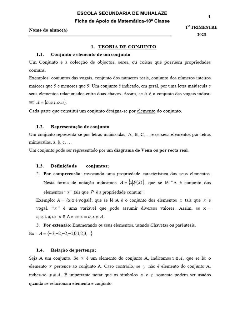 Teoria de Conjuntos-Ficha | PDF | Conjunto (Matemática) | Conjunto ...