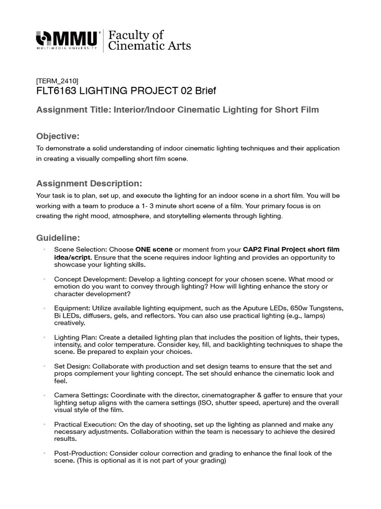 (2410) FLT6163 - LIGHTING - PROJECT 02 Brief | PDF | Lighting ... (2410) FLT6163 - LIGHTING - PROJECT 02 Brief | PDF | Lighting ...