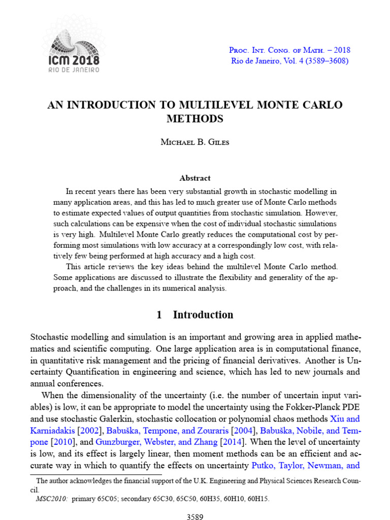 Multilevel | PDF | Monte Carlo Method | Partial Differential Equation