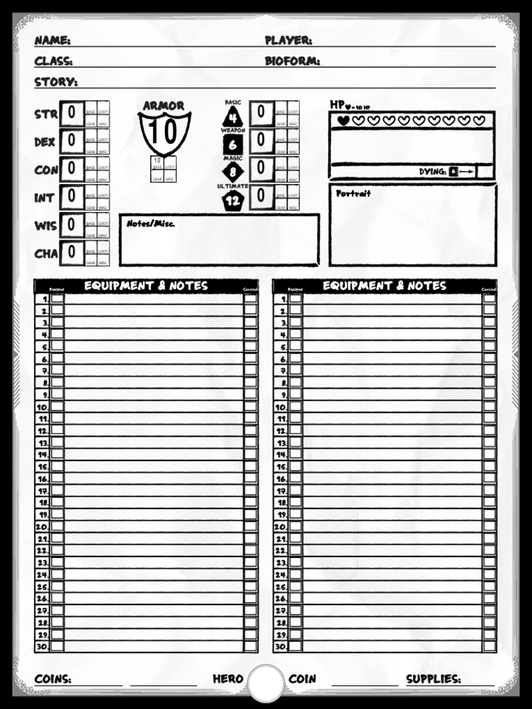 Character Sheet - Form Fillable - v1 | PDF | Role Playing Games