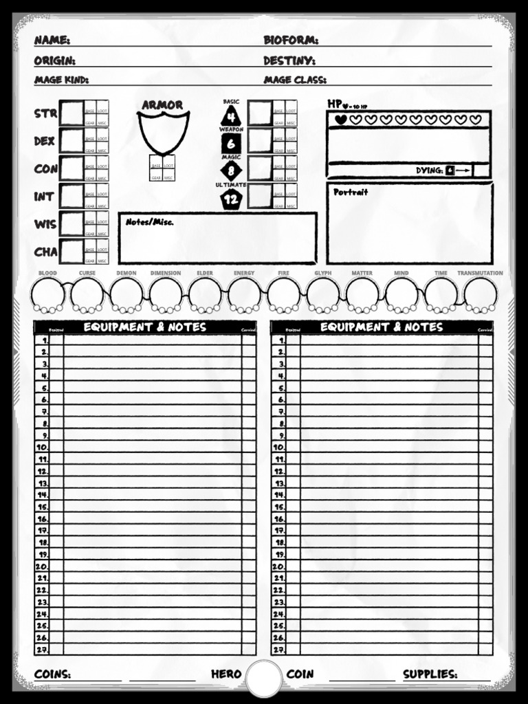 Mage Character Sheet v1 | PDF | Role Playing Games | Role Playing Video ...