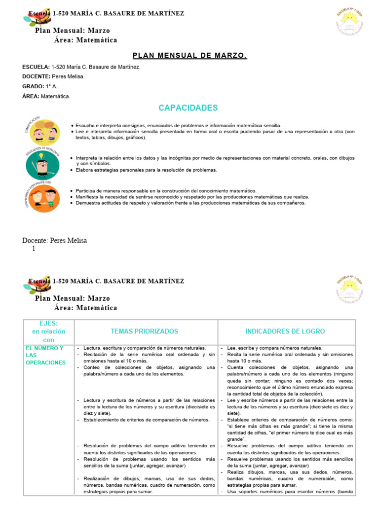 Plan Mensual de Abril | PDF | Números | Escritura