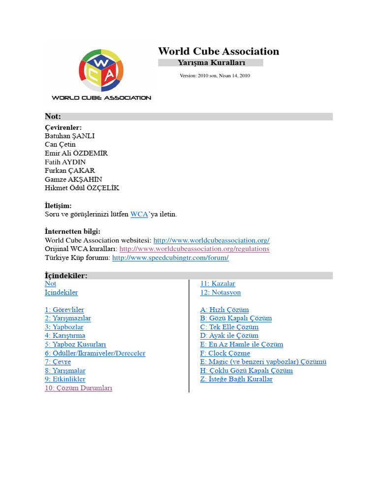 WCA Kurallari | PDF