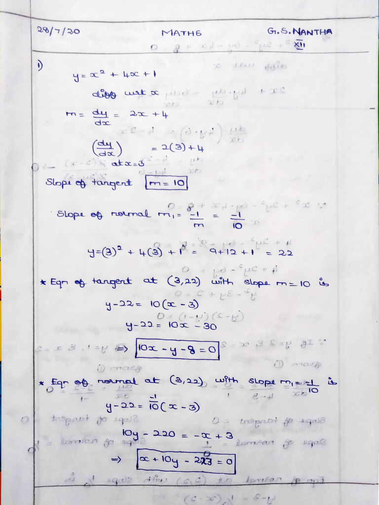 G.S.NANTHA 12-A4 Maths_Work sheet | PDF