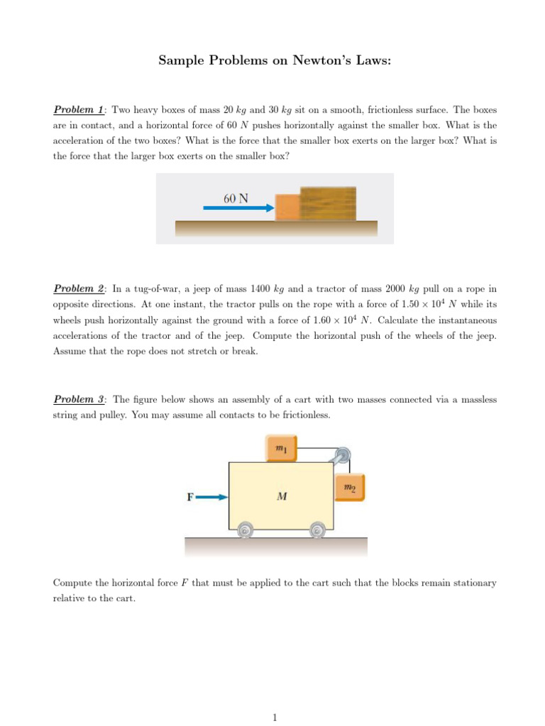 Example problems on Newton's Laws | PDF | Force | Friction