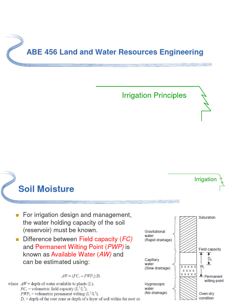 Lecture Irrigation Principles & Design | PDF | Irrigation | Soil