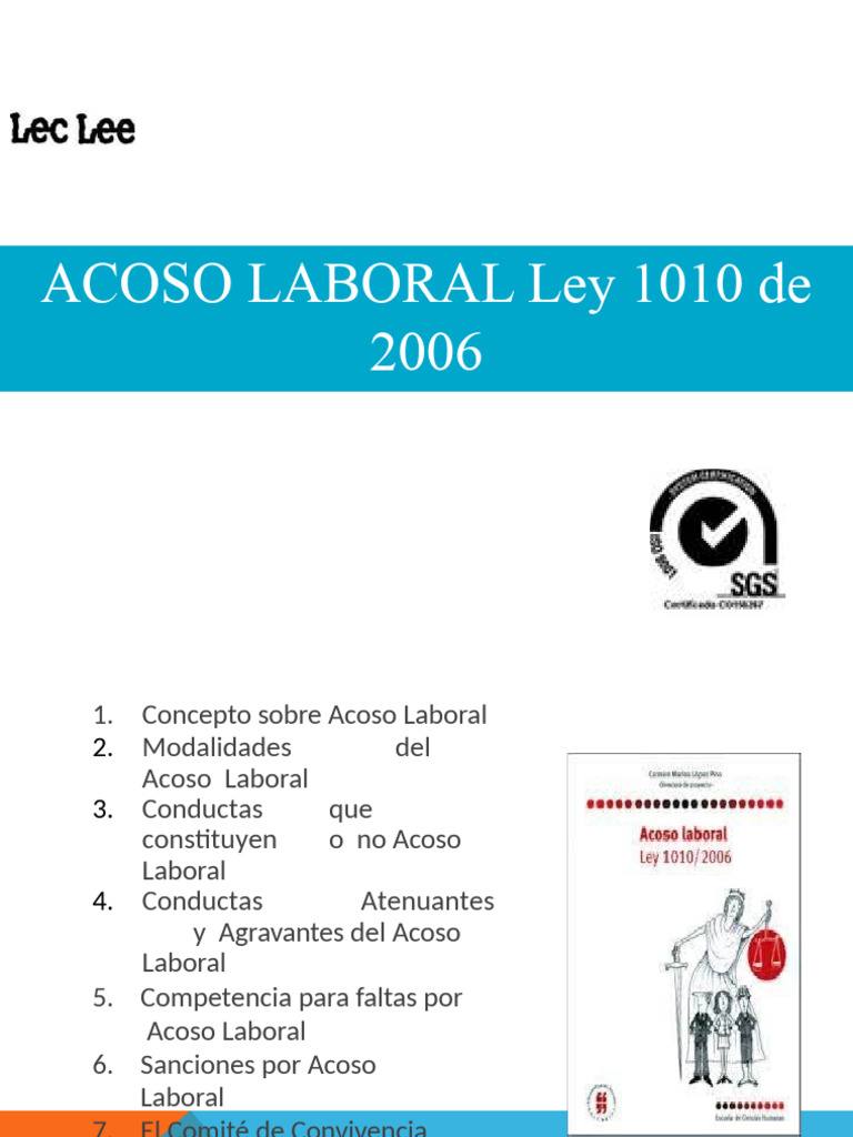 Acoso Laboral Ley 1010 de 2006 | PDF | Acoso sexual | Justicia
