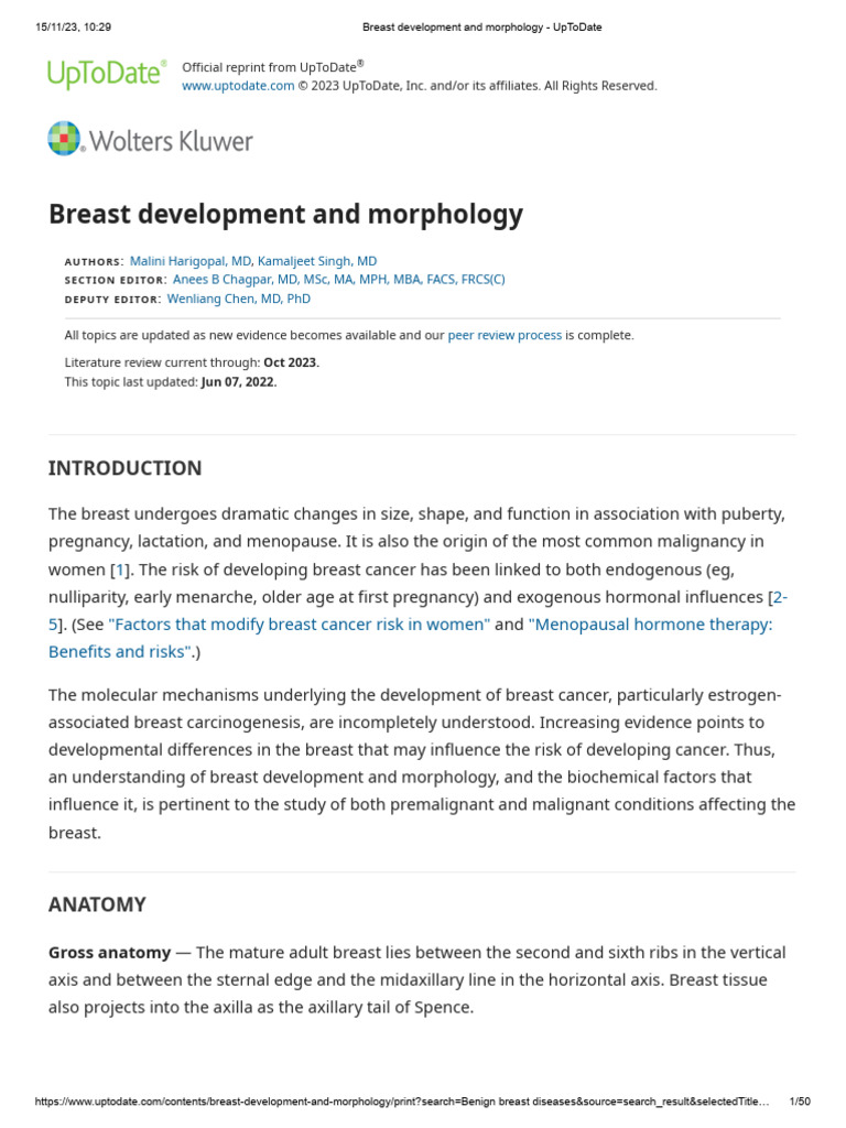 Breast Development and Morphology - UpToDate 2023 | PDF | Breast ...