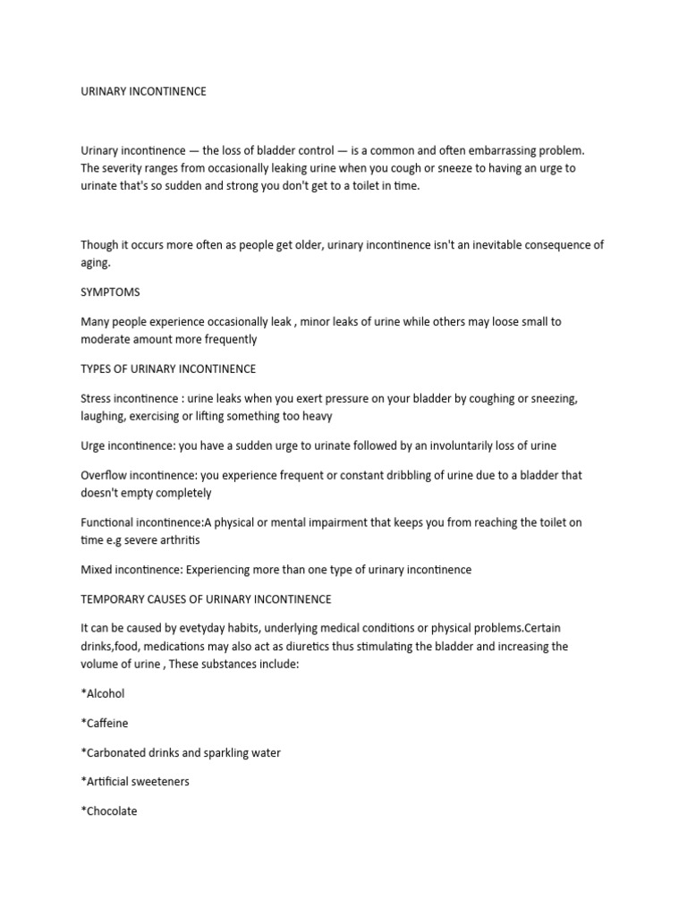 Urethral Office: Managing Incontinence | PDF