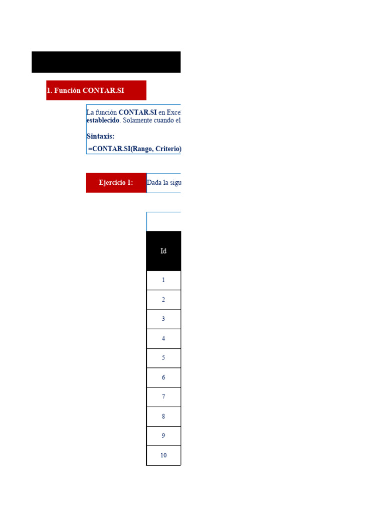 Funciones CONTAR.SI y CONTAR.SI.CONJUNTO en Excel | PDF