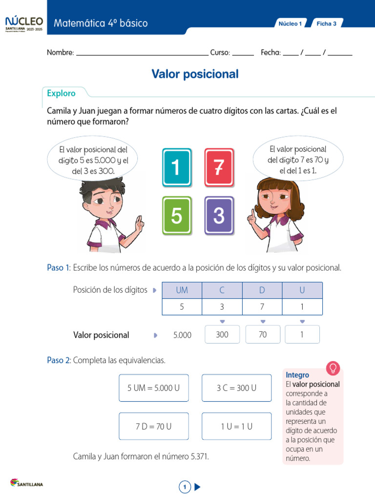 Valor posicional de los dígitos en números | PDF | Lexicología ...