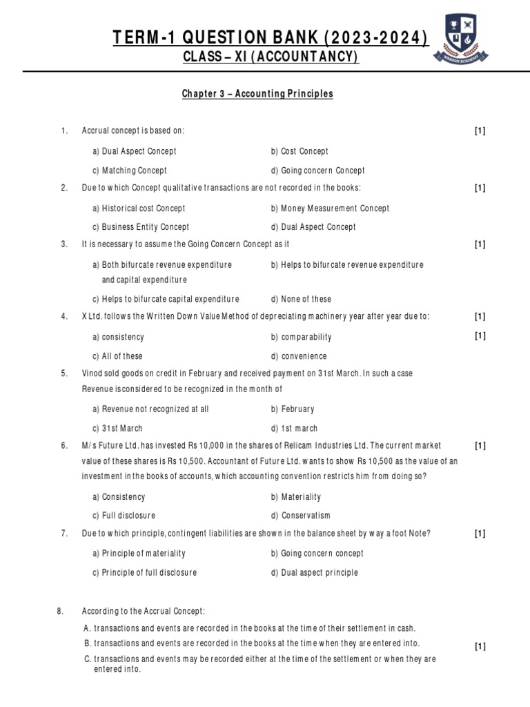 Class-XI Accountancy Term-1 Question Bank CH 3 | PDF | Debits And ...