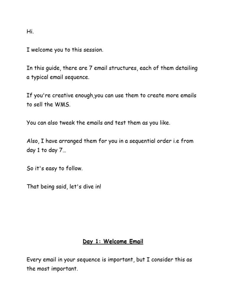 Email Sequence Template Pdf