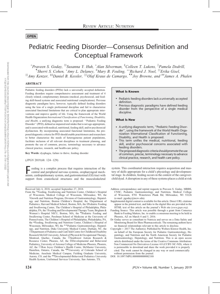 Pediatric Feeding Disorder Consensus Definition 24 Download Free Pdf