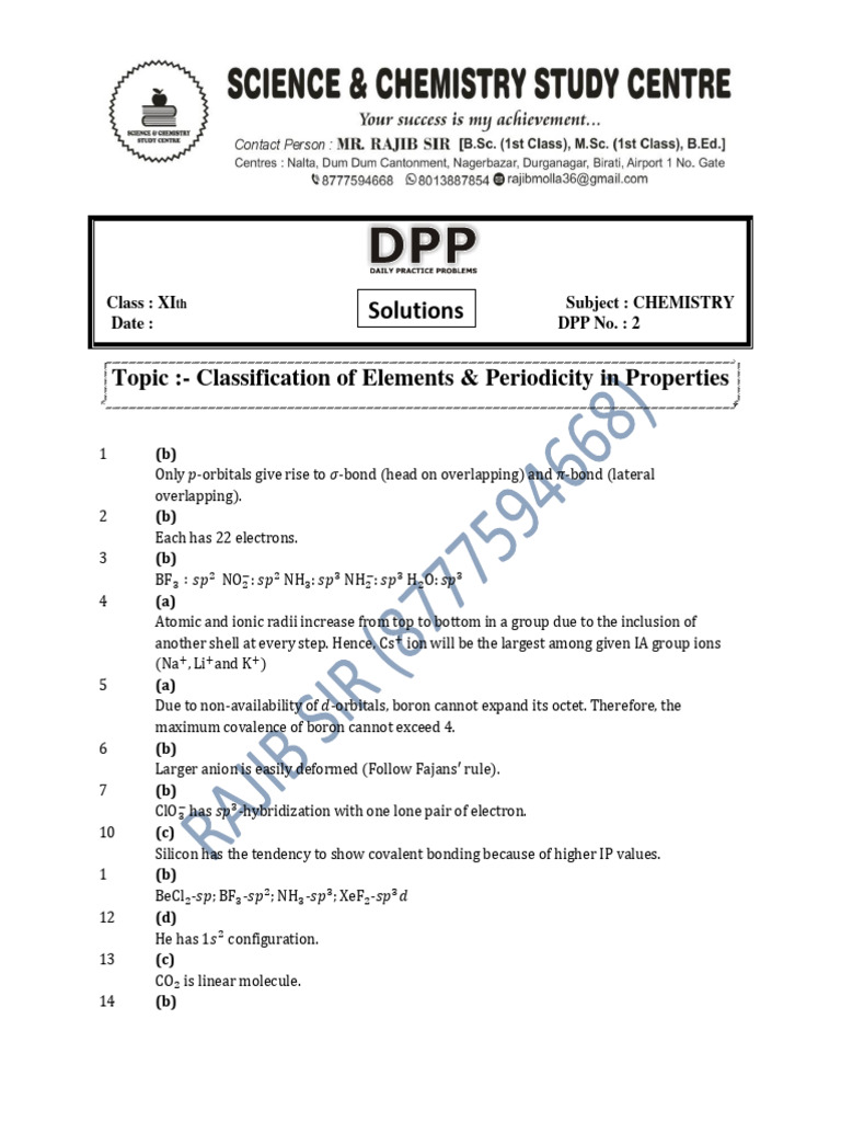 DPP - 2 Solutions | PDF
