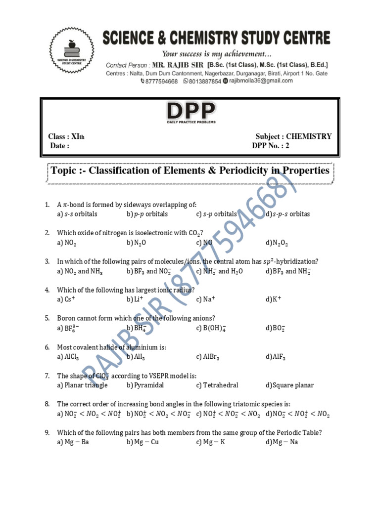 DPP - 2 | PDF | Chemical Bond | Chemical Polarity