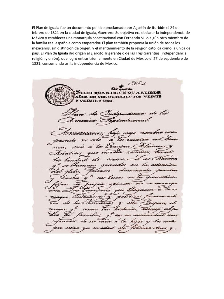 Plan de Iguala | PDF | Historia