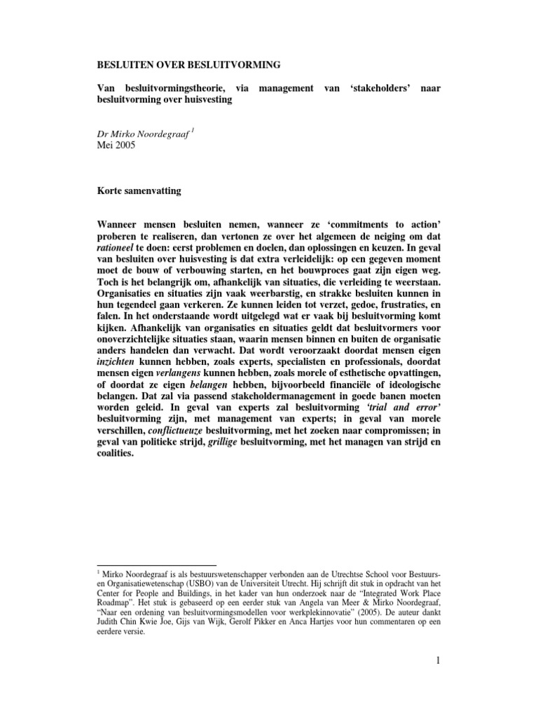 Besluiten Over Besluitvorming | PDF