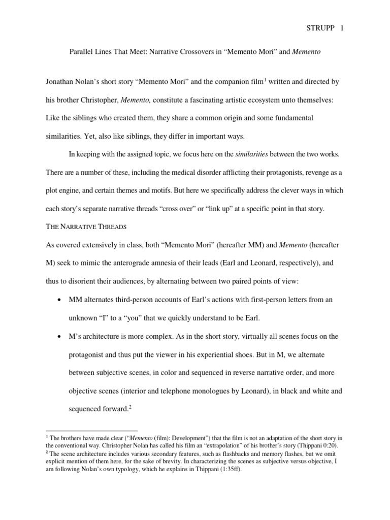 Parallel Lines That Meet: Narrative Crossovers in "Memento Mori" and ...