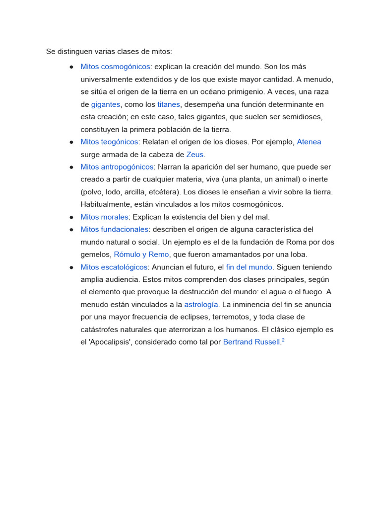 tipos de mitos | PDF