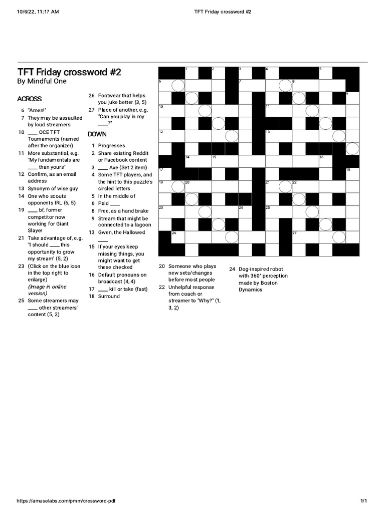 TFT Friday Crossword #2 | PDF