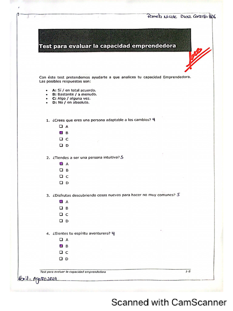 Diaz - Pamela - Test Capacidad Emprendedora PDF | PDF