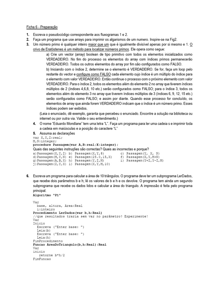Ficha de Exercicios 6 | PDF | Número primo | Programação de computadores