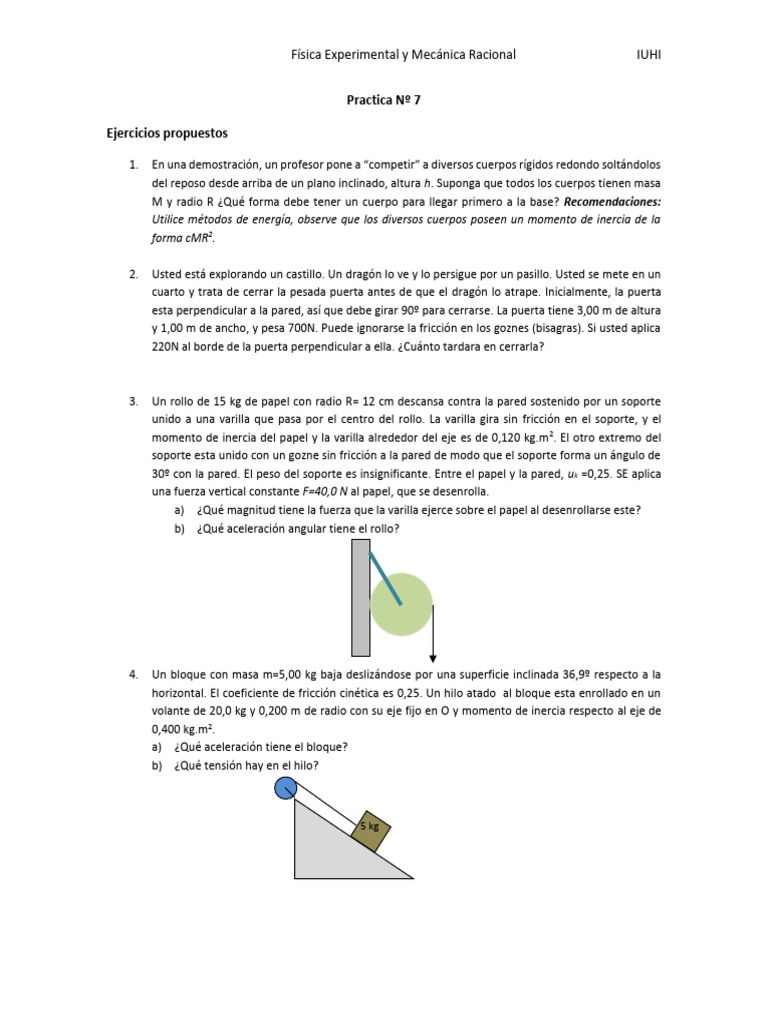 IUHI - FEyMR - Practica #07 | PDF | Masa | Fricción