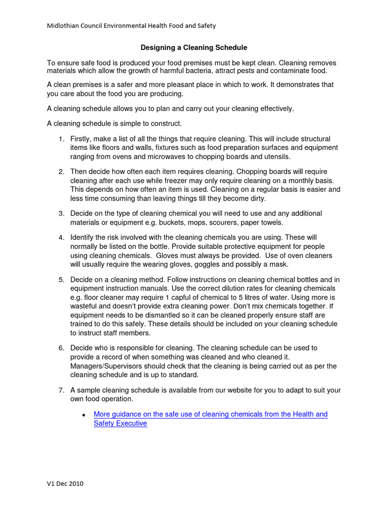 Design A Cleaning Schedule | PDF | Personal Protective Equipment