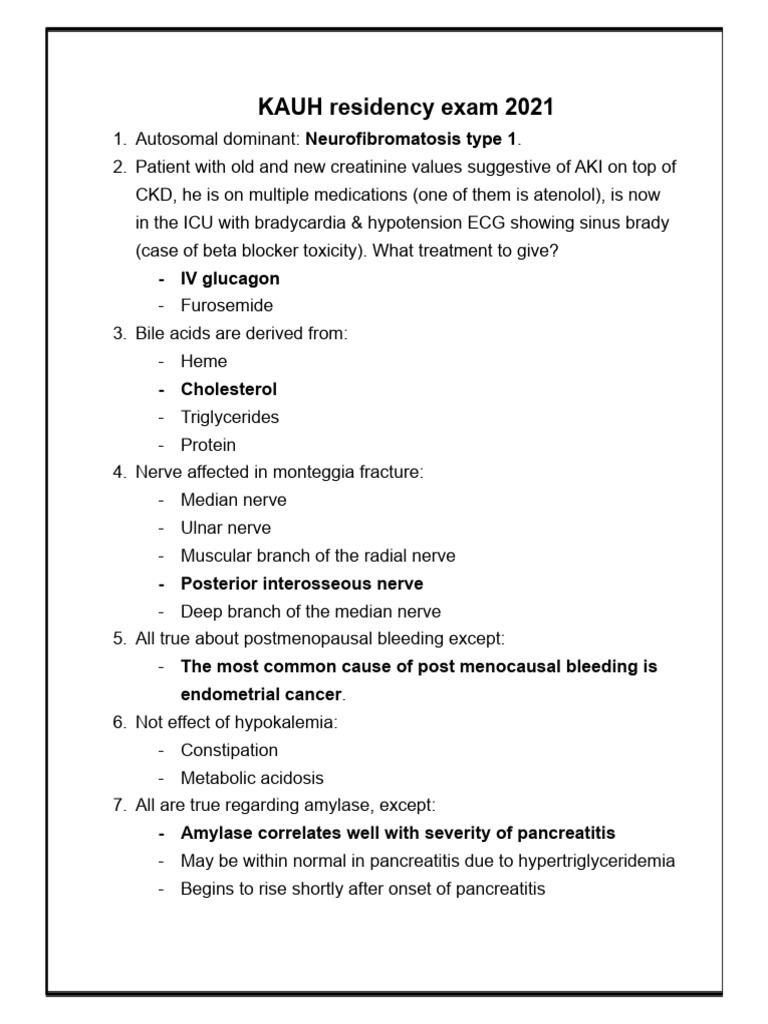 KAUH Residency Exam 2021 | PDF | Ulcerative Colitis | Vagina