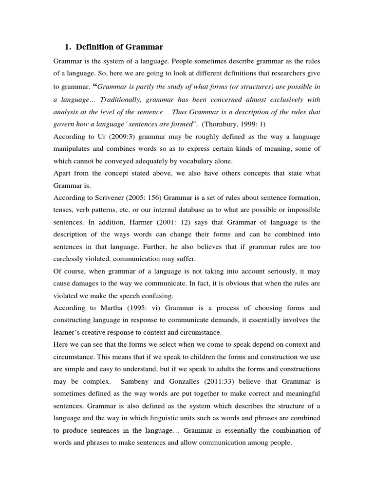Definition of Grammar | PDF | Cognitive Science | Learning