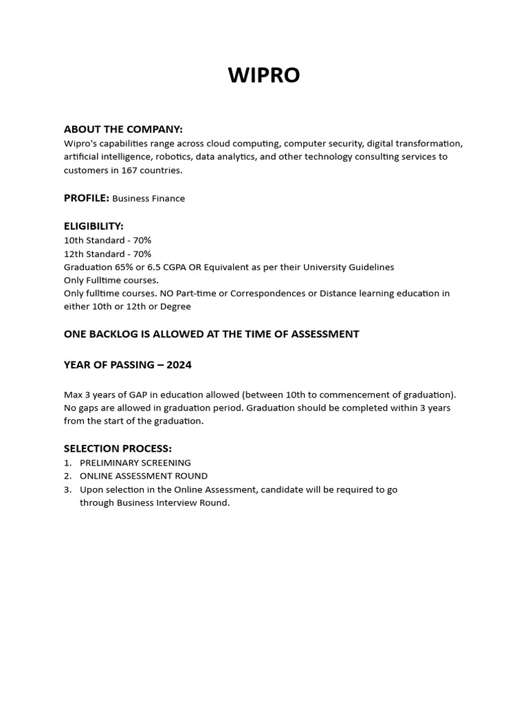 Wipro JD | PDF | Business