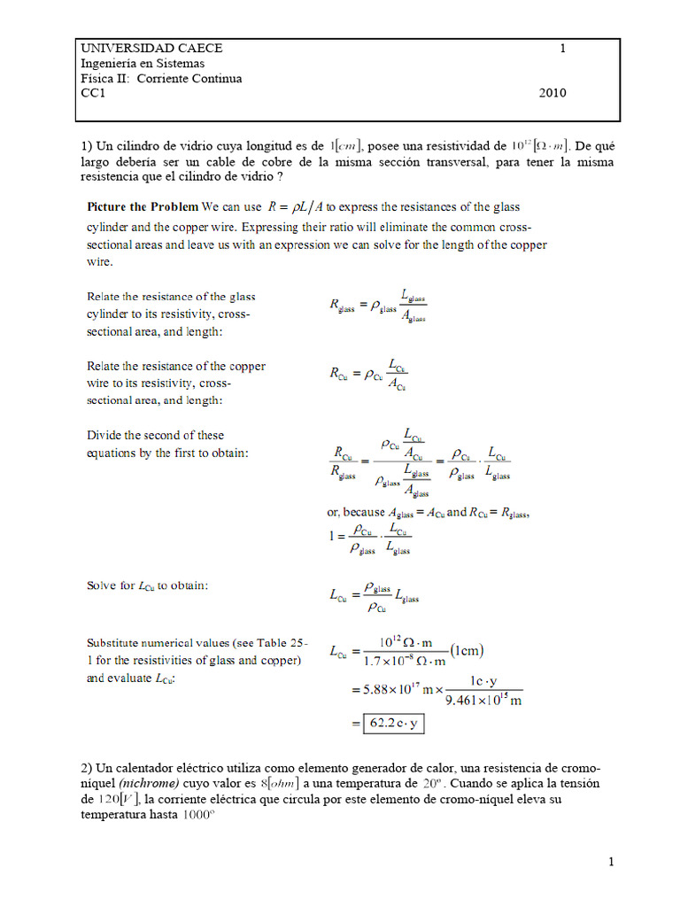 CC1 | Descargar gratis PDF | Resistencia Eléctrica y Conductancia | Corriente eléctrica
