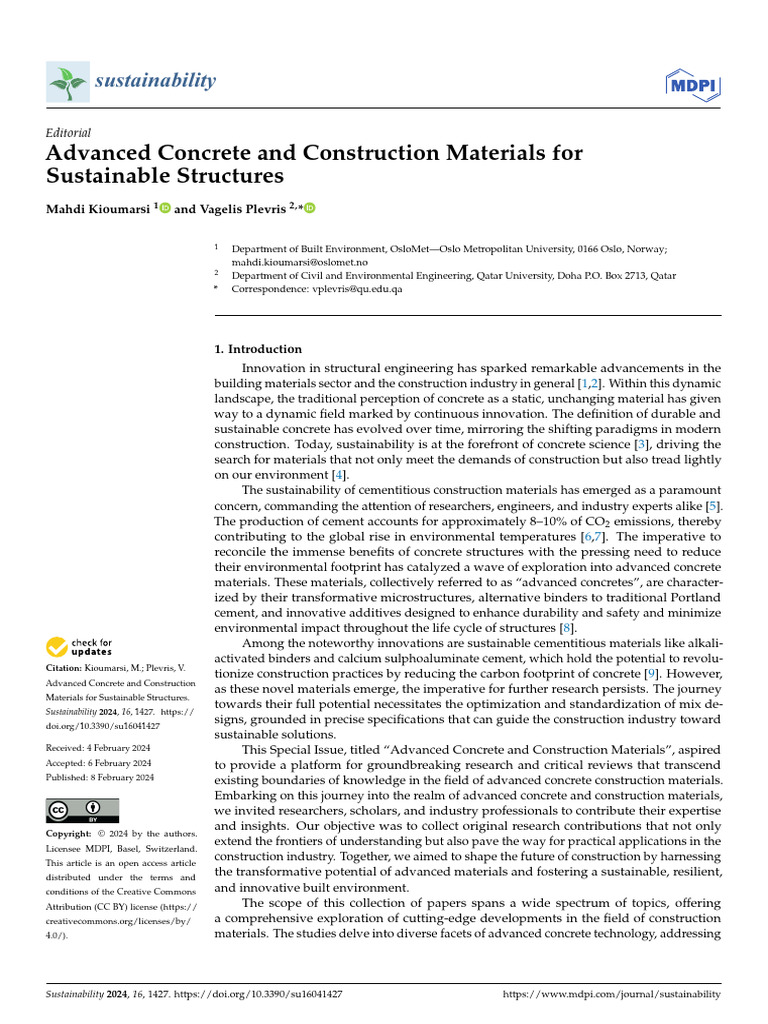 Advanced Concrete and Construction Materials For S | PDF | Concrete ...