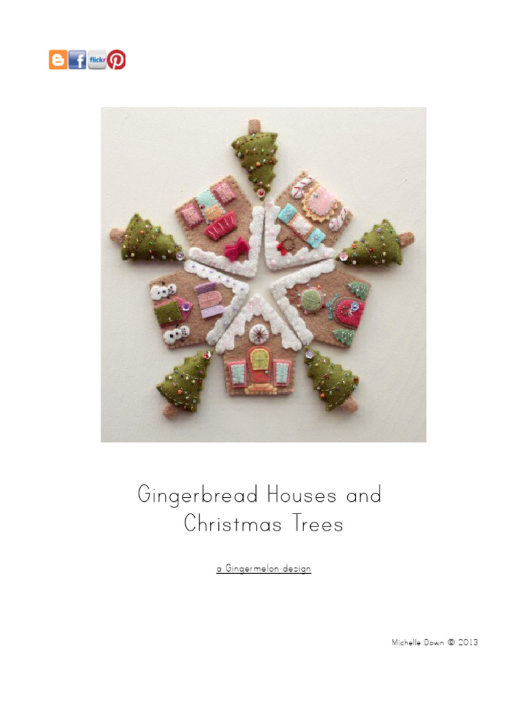 Gingerbread House & Tree Craft Guide | PDF | Embroidery | Appliqué