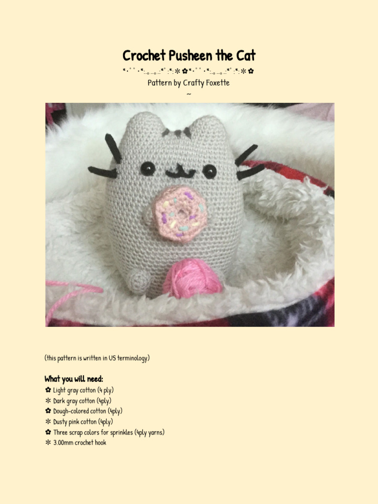 Wooli Crochet - Crafty Foxette - Pusheen The Cat | PDF | Crochet | Crafts