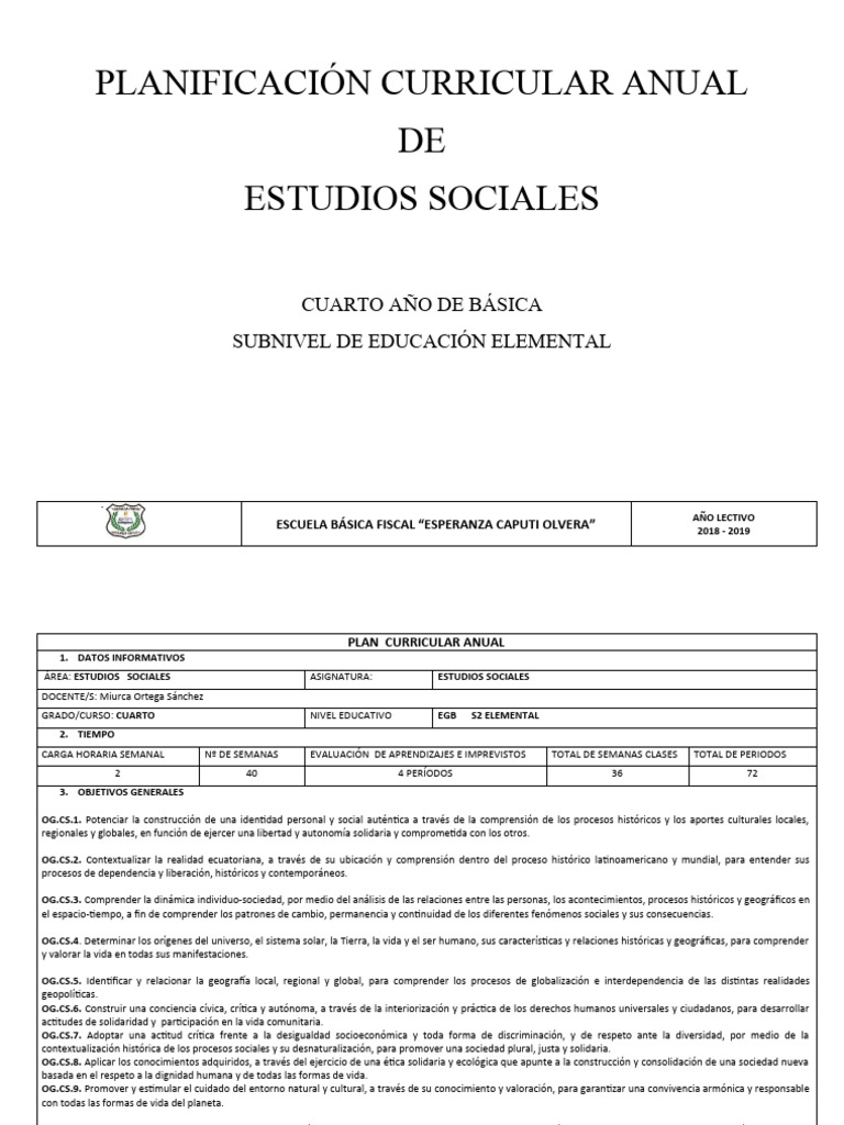 Pca Ciencias Sociales Cuarto | PDF | Américas | Ecuador
