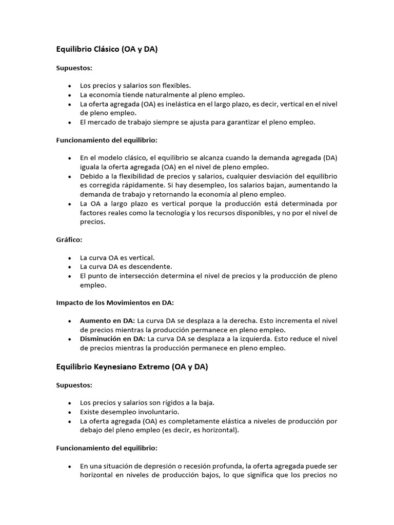 Modelos de Equilibrio: Clásico y Keynesiano | PDF | Oferta y demanda ...