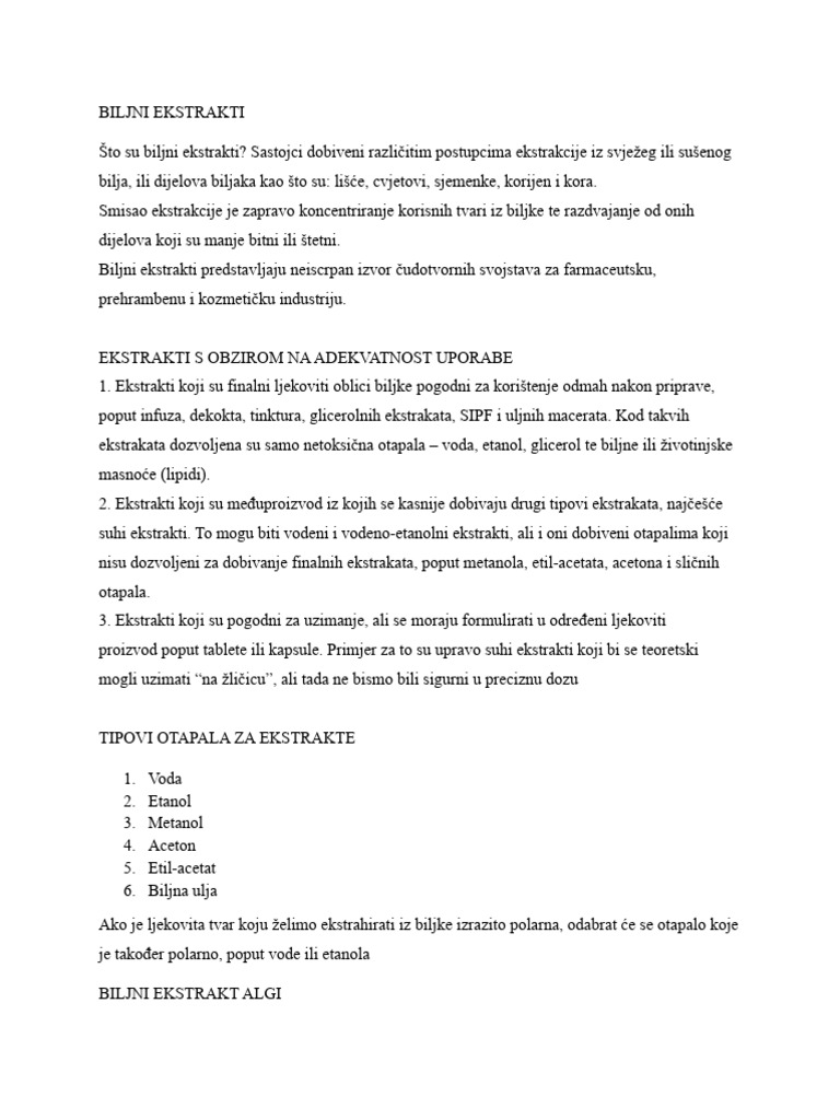 BILJNI EKSTRAKTI | PDF