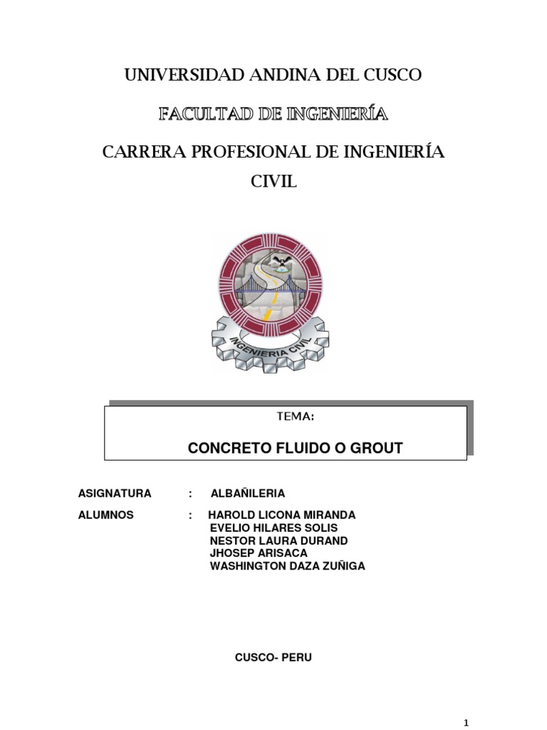 Concreto Fluido o Grout | Descargar gratis PDF | Hormigón | Cemento