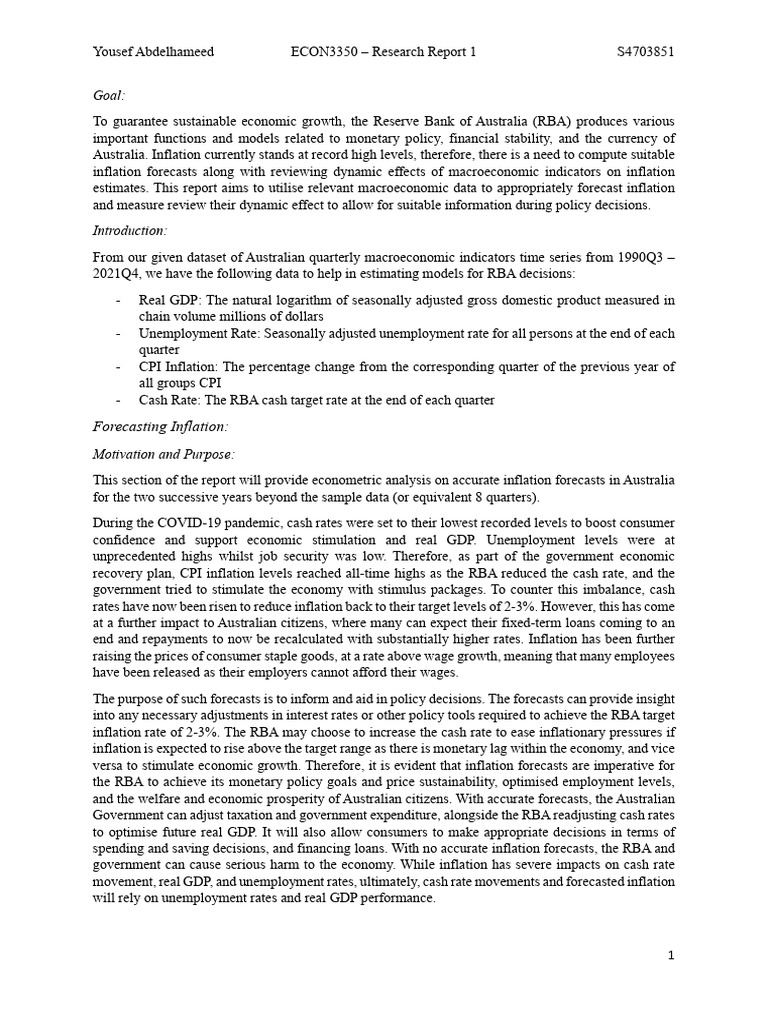 Econ3350 Report 2 Sample 1 | PDF | Inflation | Macroeconomics