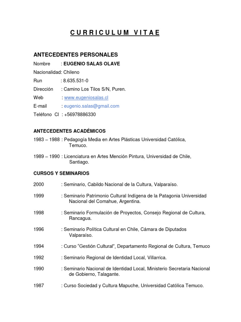 Currículum de Eugenio Salas Olave | PDF | Chile | Santiago