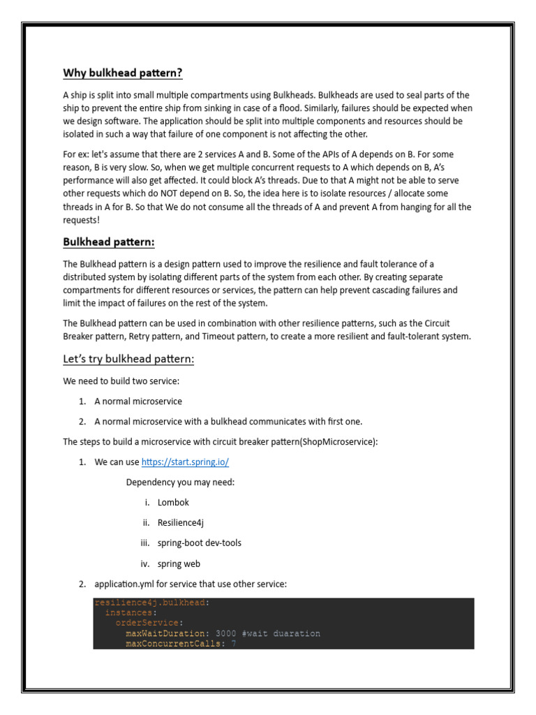 BulkHead Pattern | PDF | Fault Tolerance | Software Development