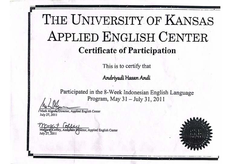 Kansas Certificate | PDF