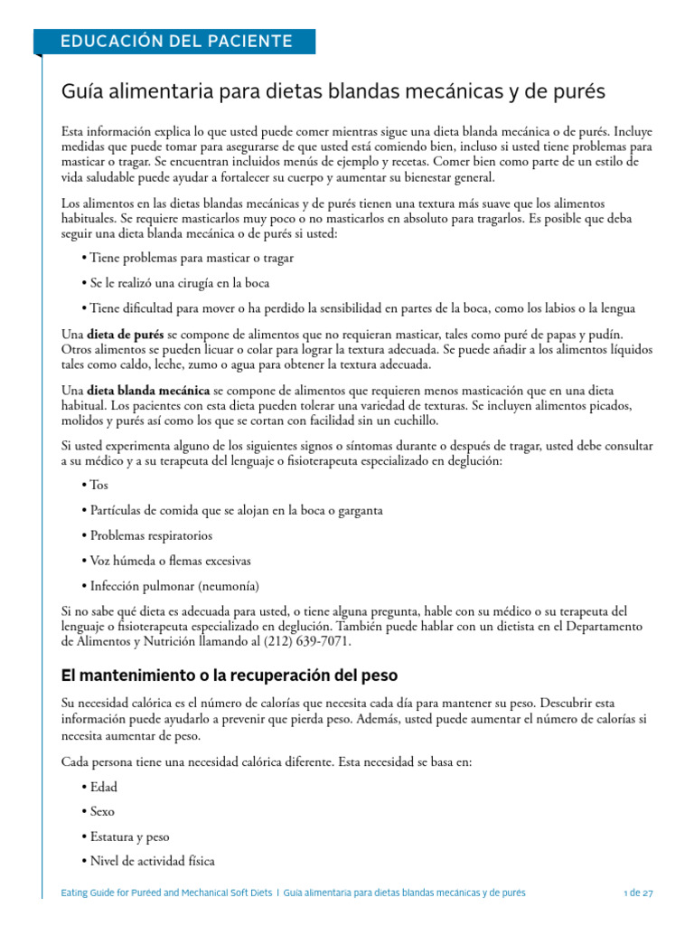 Eating Guide Pureed and Mechanical Soft Diets | PDF | Alimentos ...