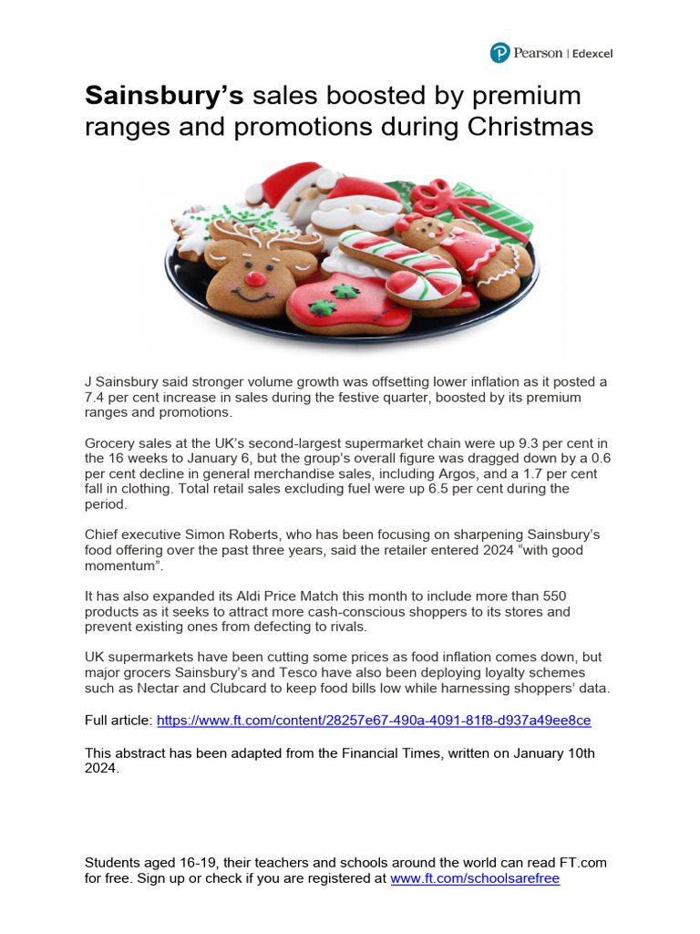 Ks4 Case Study 36 Sainsburys | PDF | Supermarket | Grocery Store